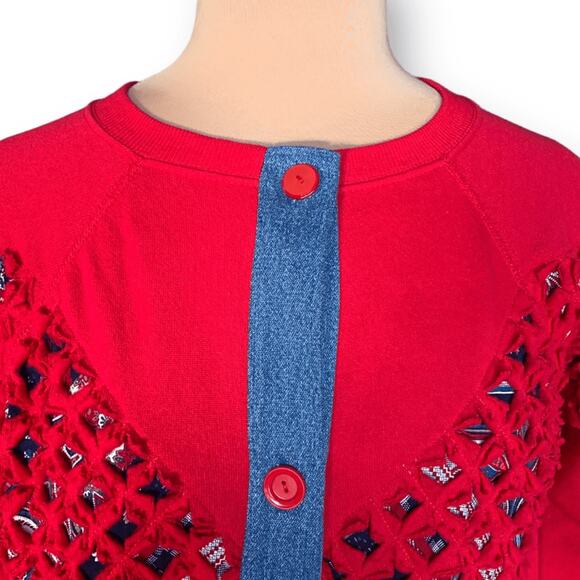 Vintage | Jackets & Coats | Vintage Upcycled Hanes Red Denim Trim Ooak ...
